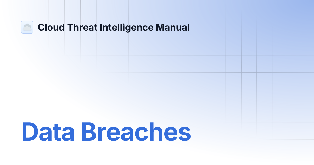 Data Breaches | Cloud Threat Intelligence Manual